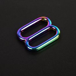 Buy 3/4 Inch Iridescent Rainbow Metal Round Wide-Mouth Triglide Slides ...